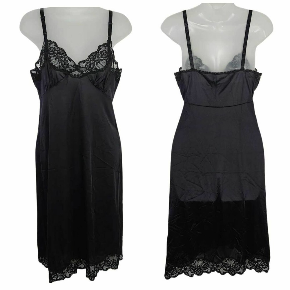 Shadowline Full Slip Black Silky Nylon Size 32 Small … - Gem